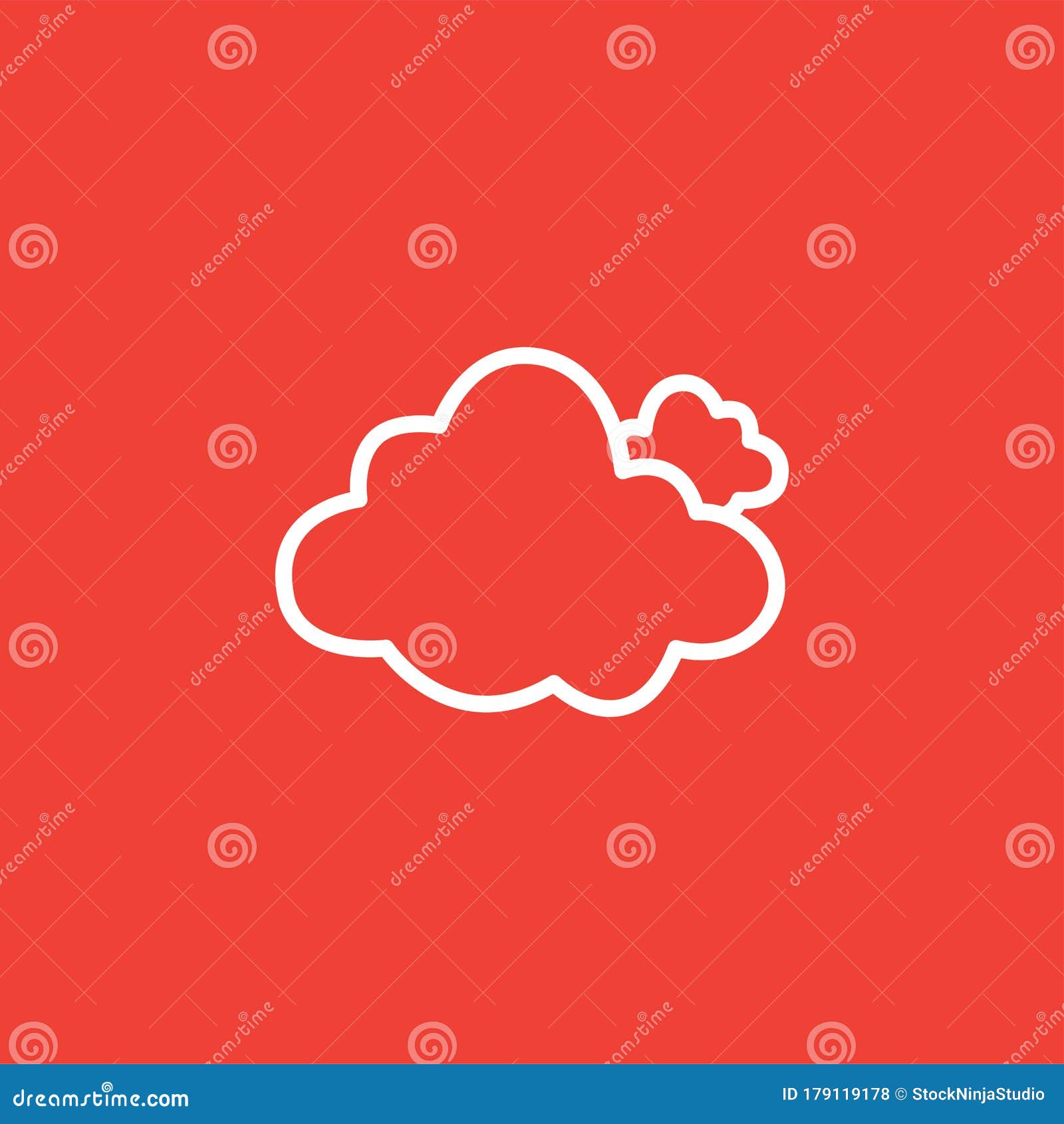 Cloud Line Icon on Red Background. Red Flat Style Vector Illustration ...