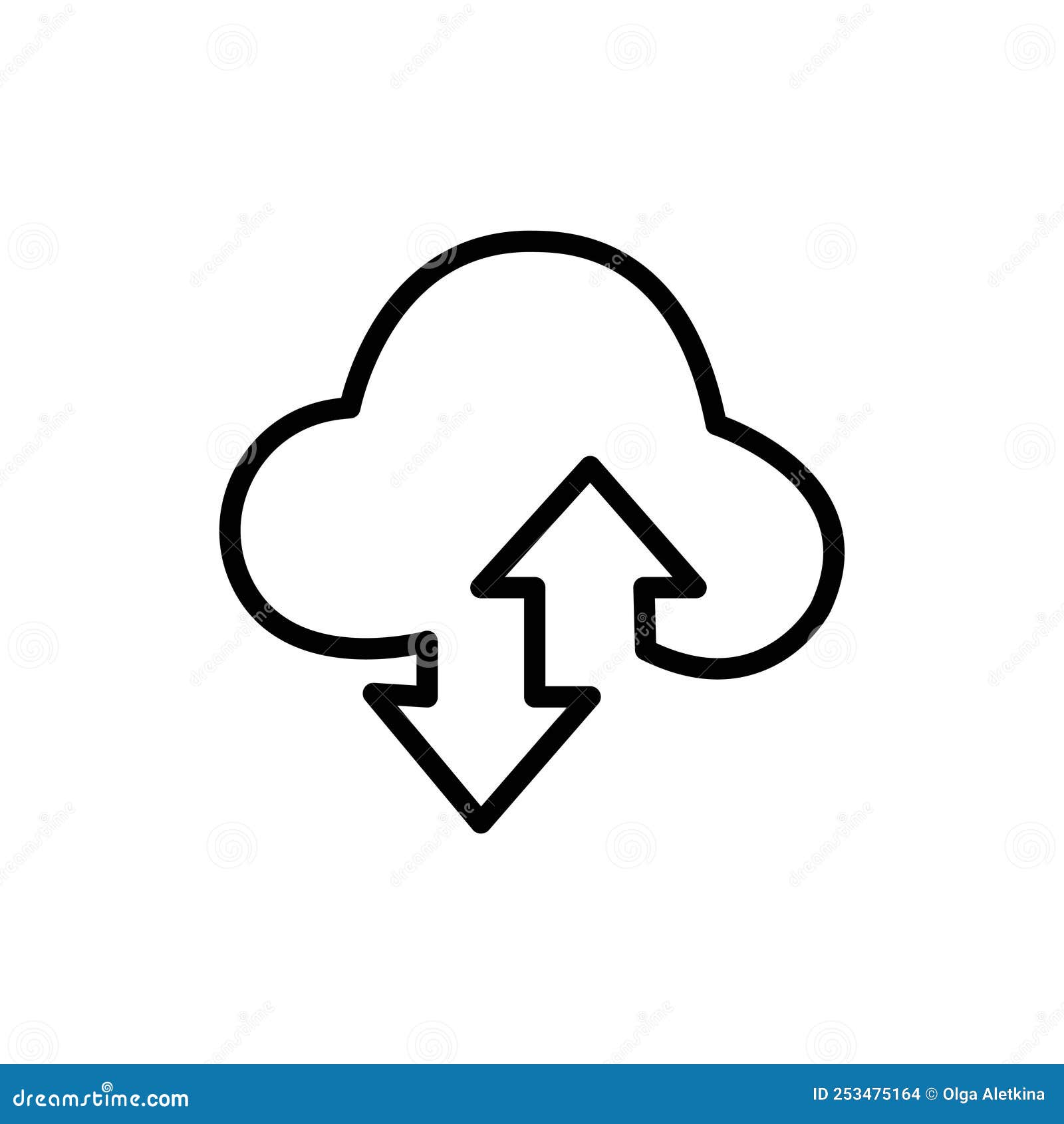 Cloud Line Icon on White Background Stock Vector - Illustration of data ...