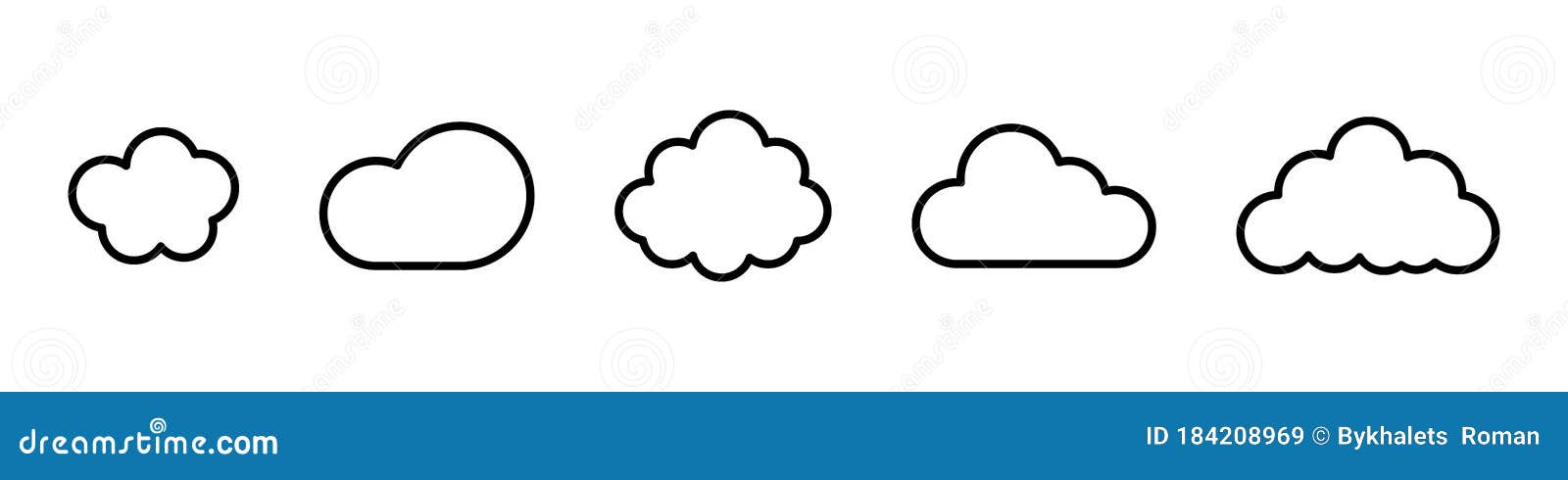 Cloud Line Vector Icon. Set of Cloud Line Isolated Signs or Icon ...