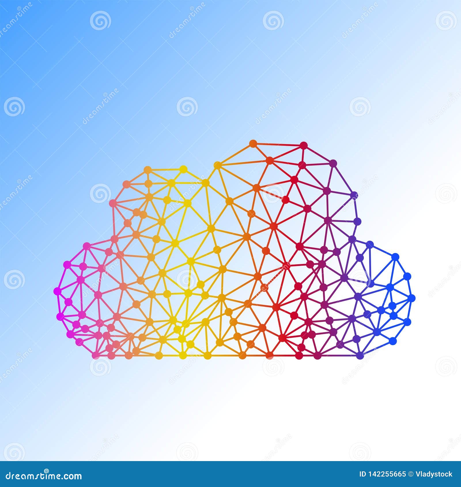 Cloud of Lines and Dots, Abstract Polygonal Structure Stock Vector ...