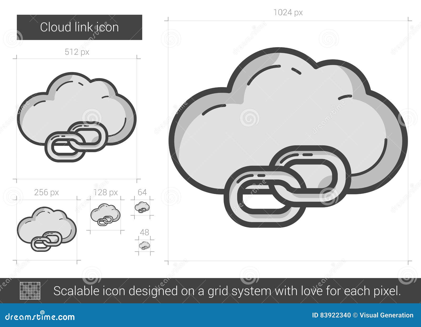 Cloud link line icon. stock vector. Illustration of networking - 83922340