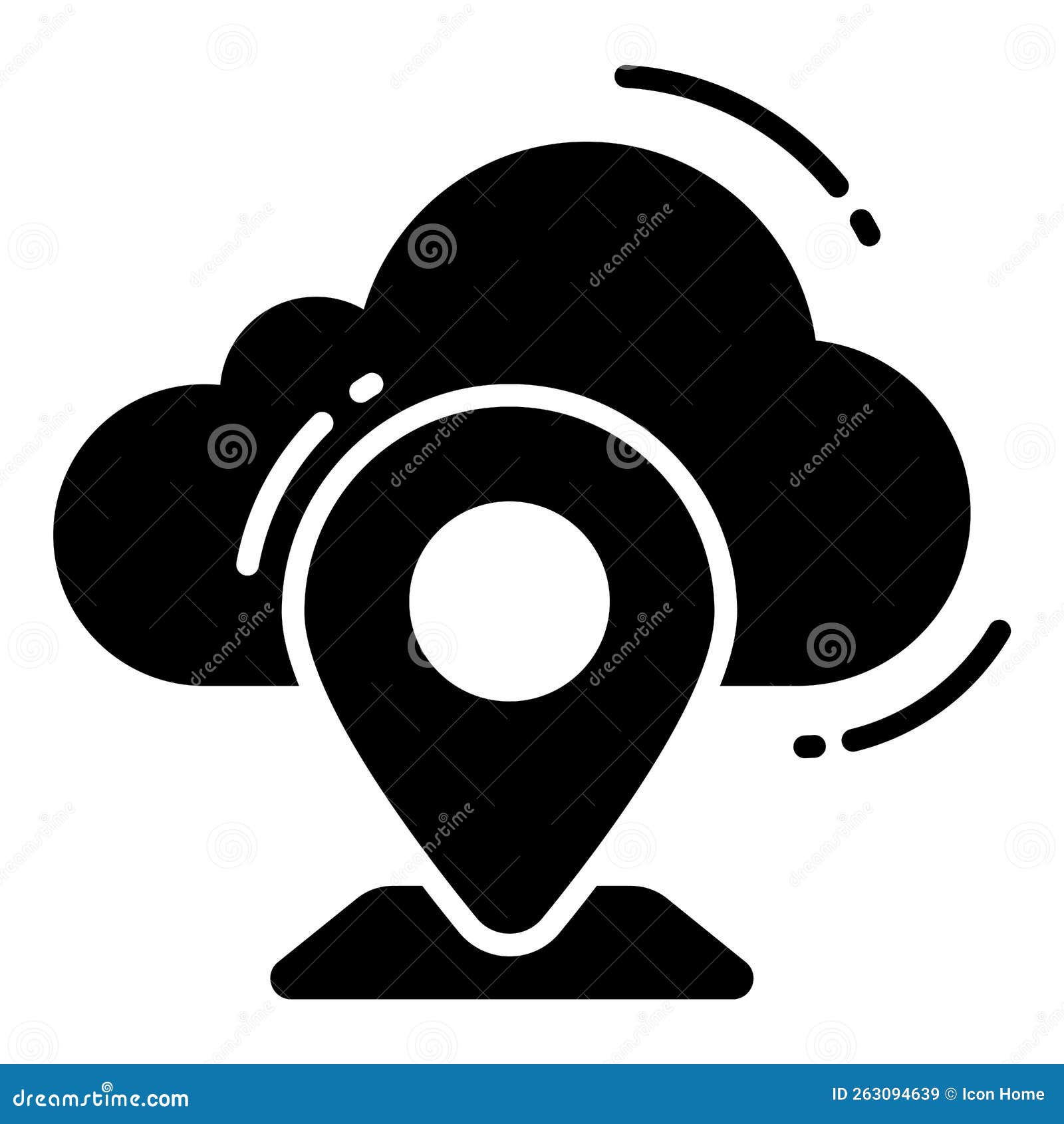 Cloud Location Glyph Icon, Map and Location Icon Stock Vector ...