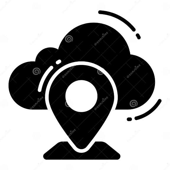 Cloud Location Glyph Icon, Map and Location Icon Stock Vector ...