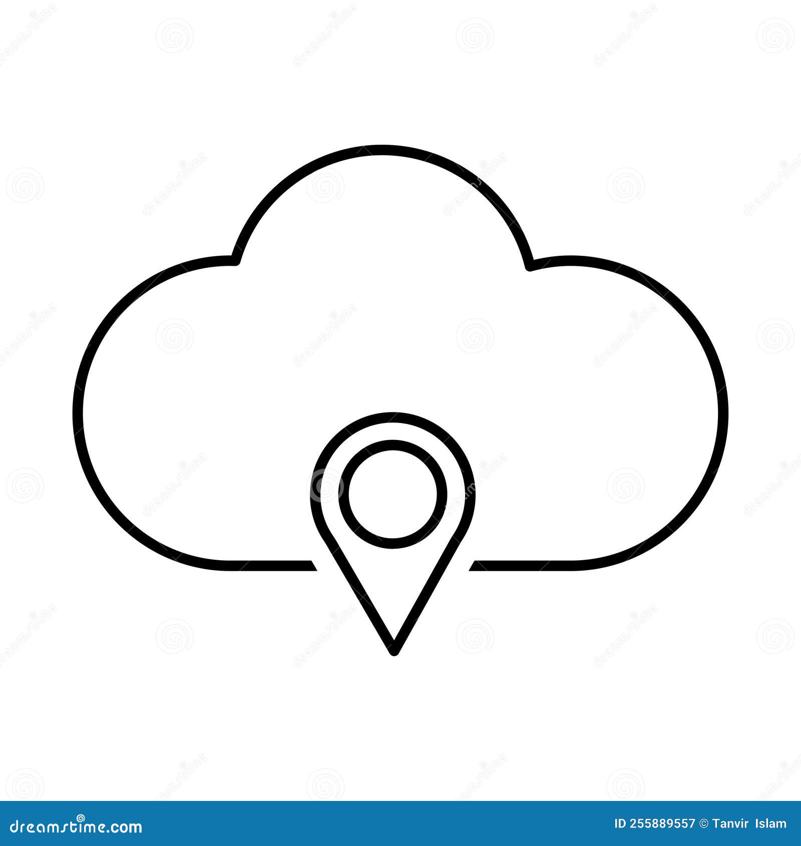 Cloud Location Icon stock illustration. Illustration of design - 255889557
