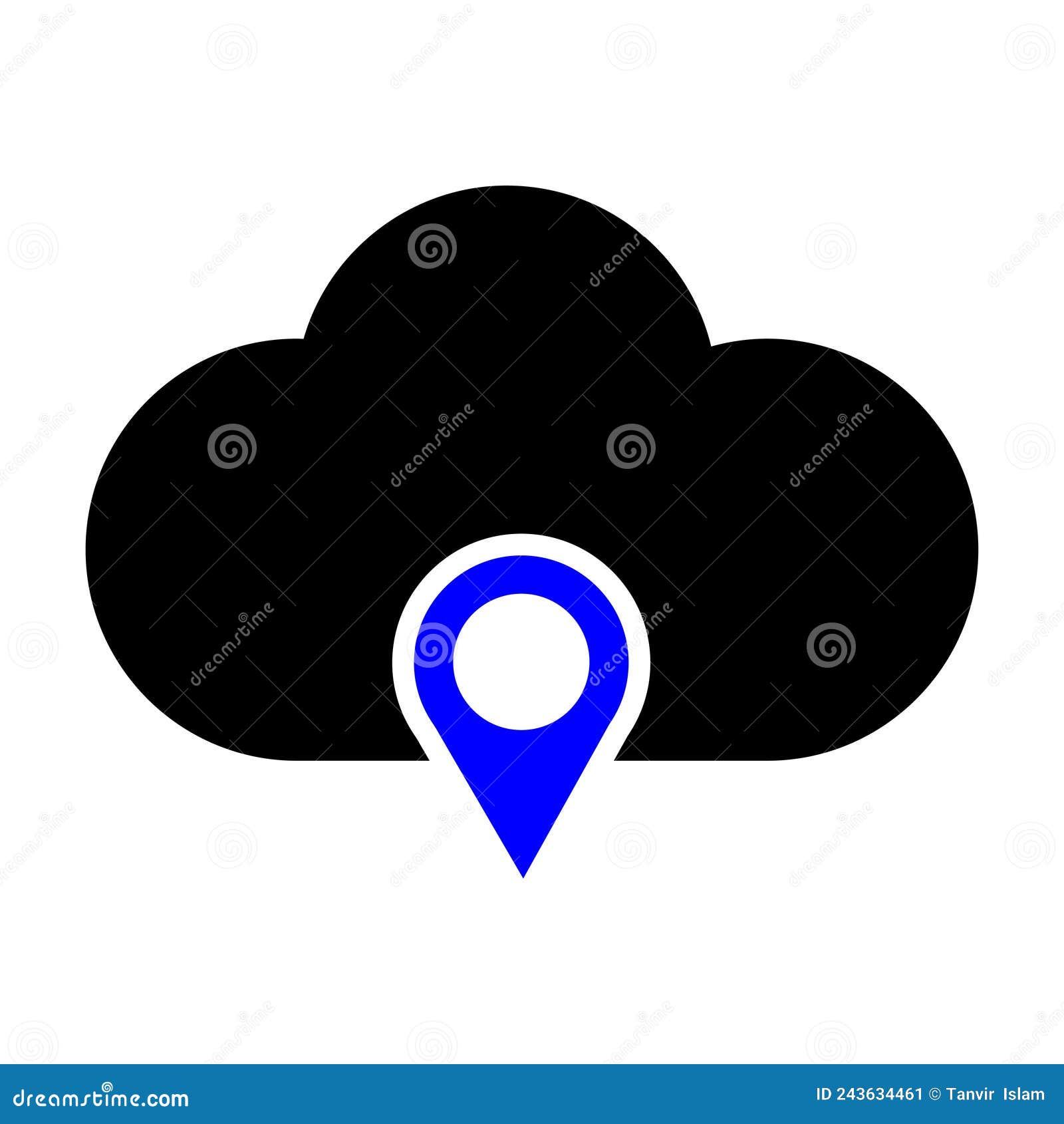 Cloud Location Icon stock vector. Illustration of vector - 243634461