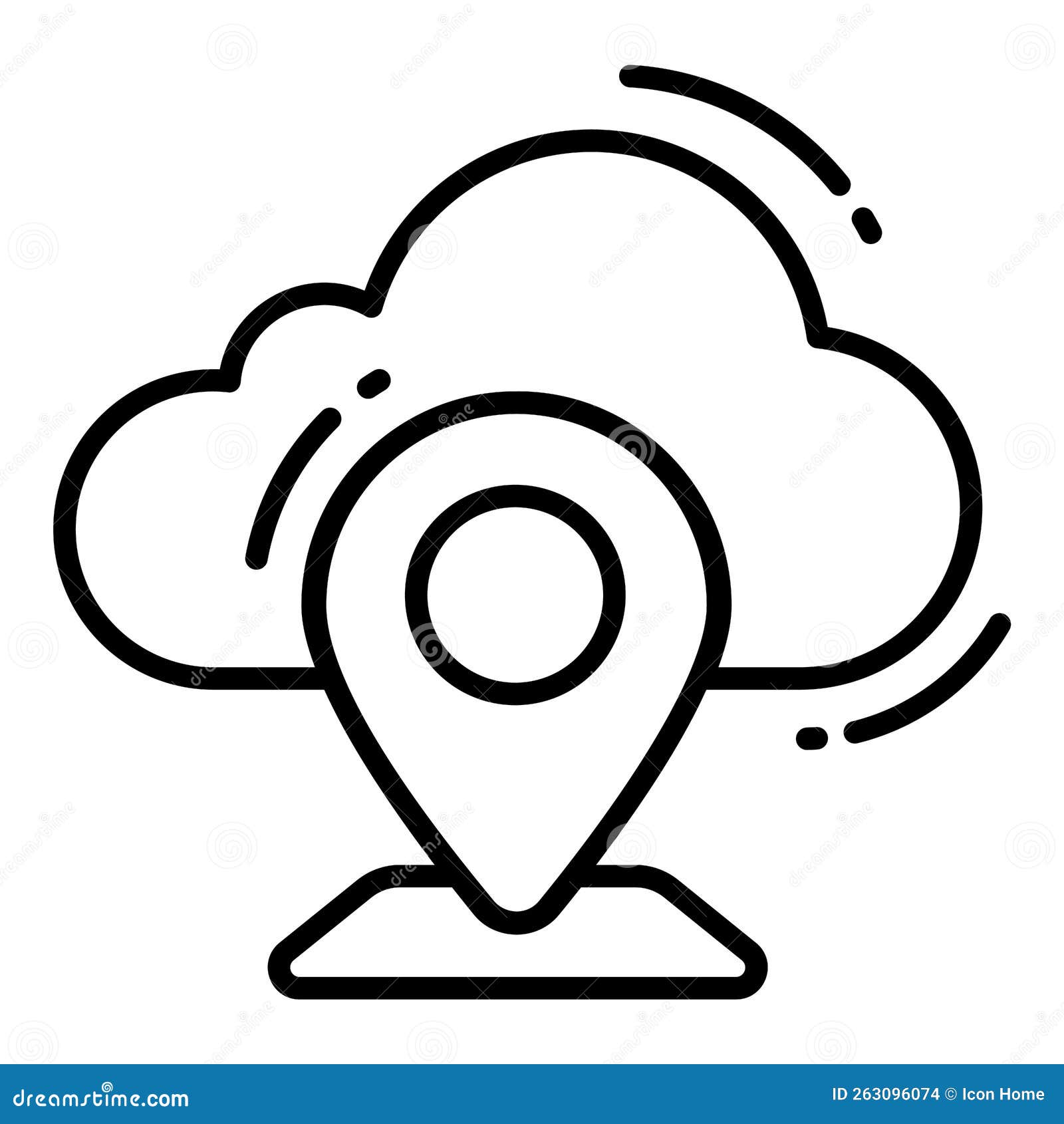 Cloud Location Icon Related Map Location and Navigation Line Icon ...