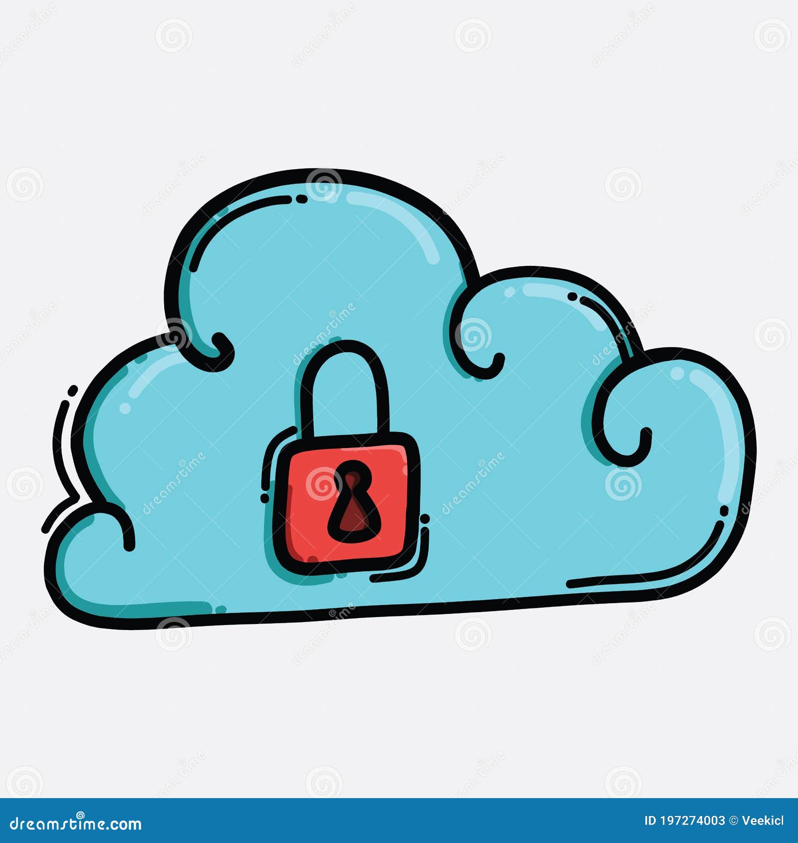 Cloud With Lock Vector Outline Icon Set. | CartoonDealer.com #107961207