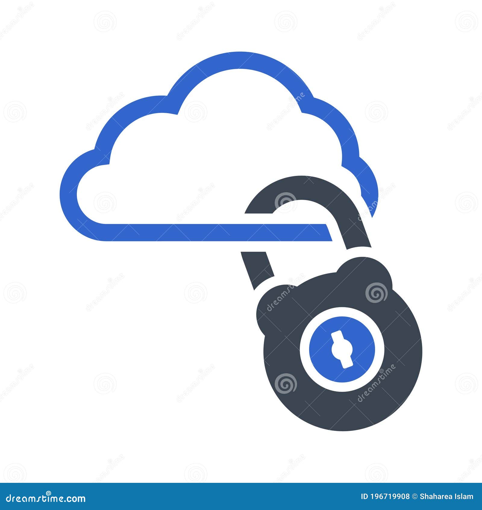 Cloud lock icon stock vector. Illustration of store - 196719908