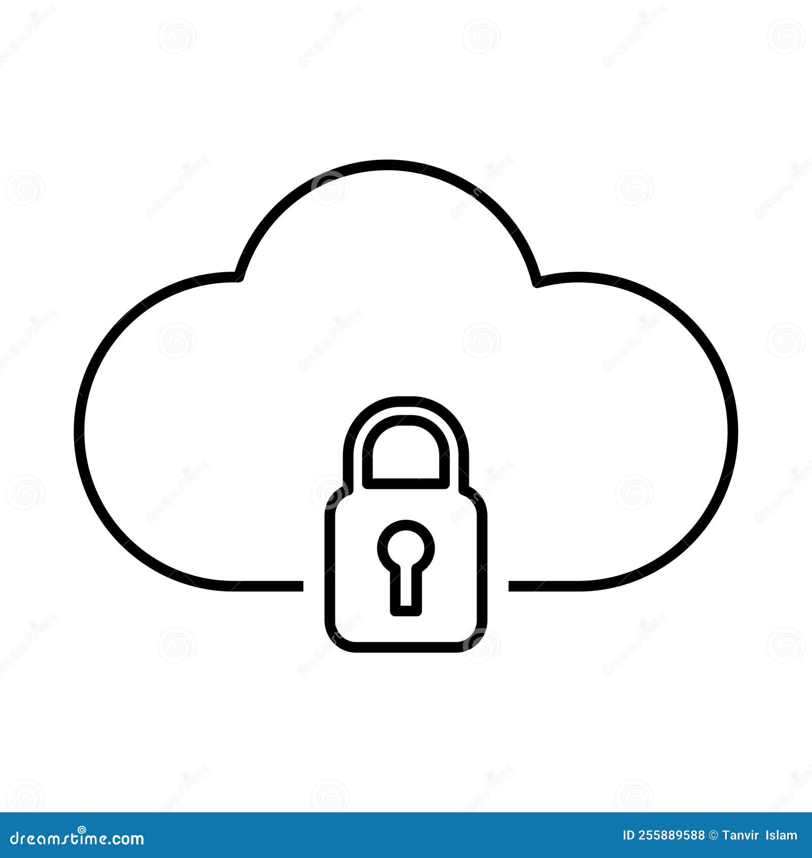 Cloud Lock Icon stock illustration. Illustration of cloud - 255889588