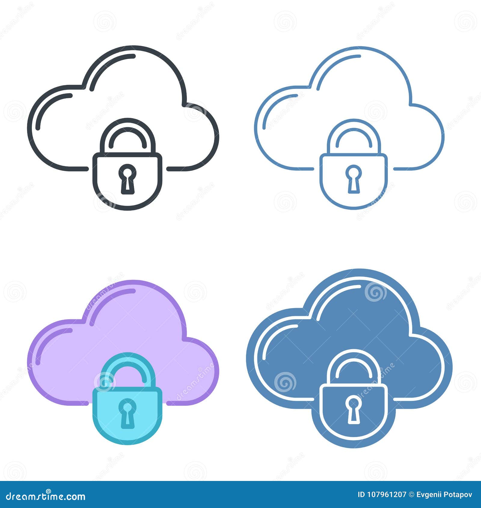 Cloud with Lock Vector Outline Icon Set. Stock Vector - Illustration of ... Cloud with Lock Vector Outline Icon Set. Stock Vector - Illustration of ...
