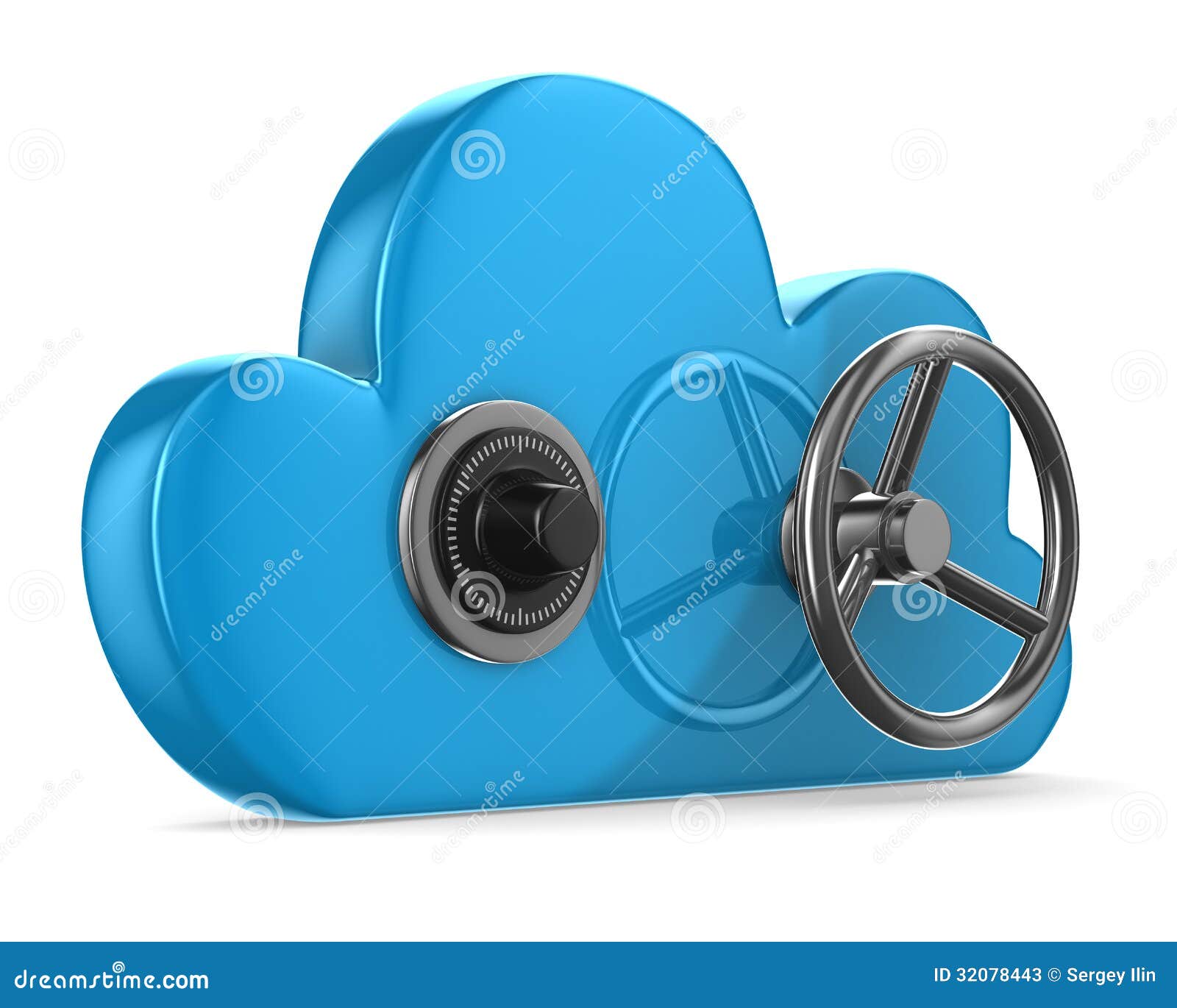Cloud with Lock on White Background Stock Illustration - Illustration ...