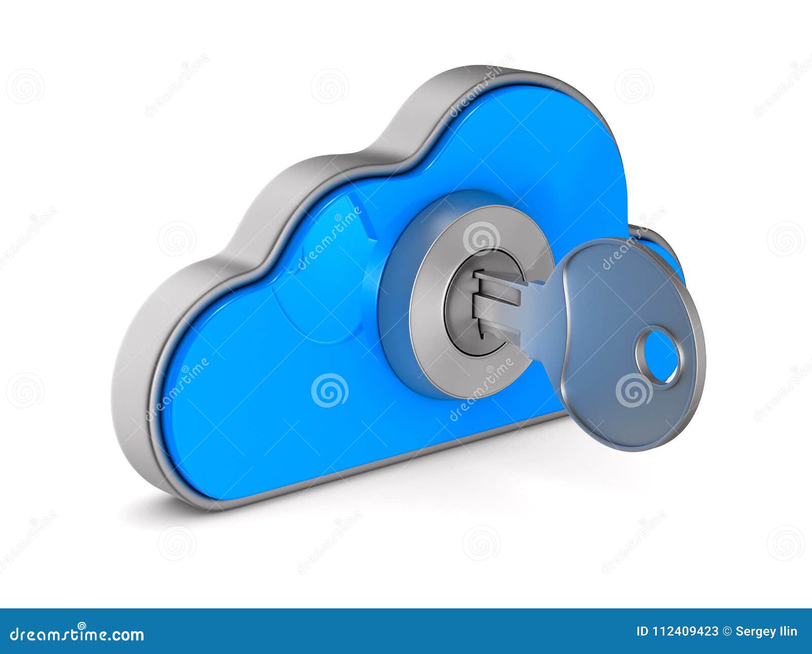 Cloud with Lock on White Background. Isolated 3D Illustration Stock ...