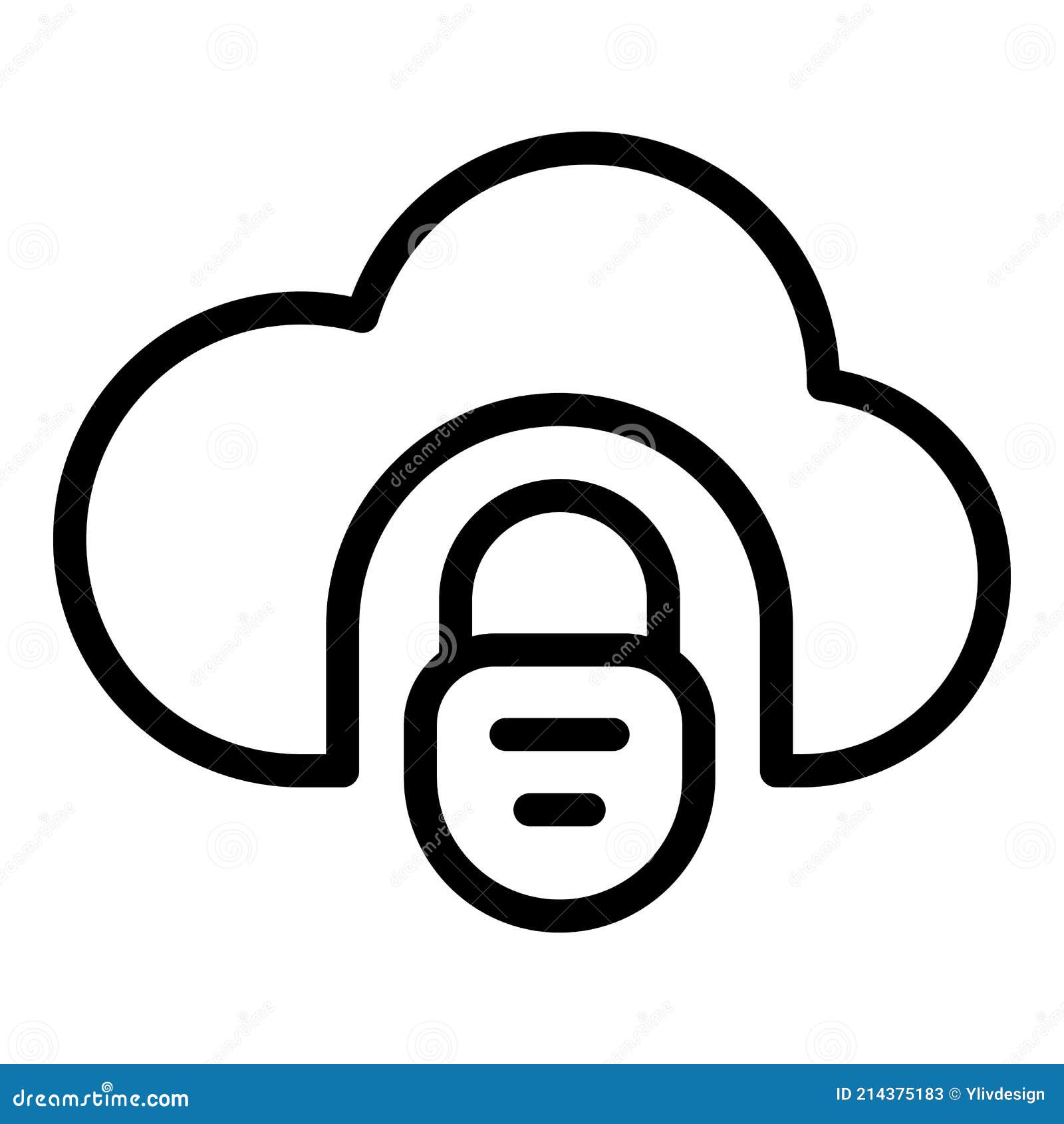 Cloud Locked Icon, Outline Style Stock Vector - Illustration of ...