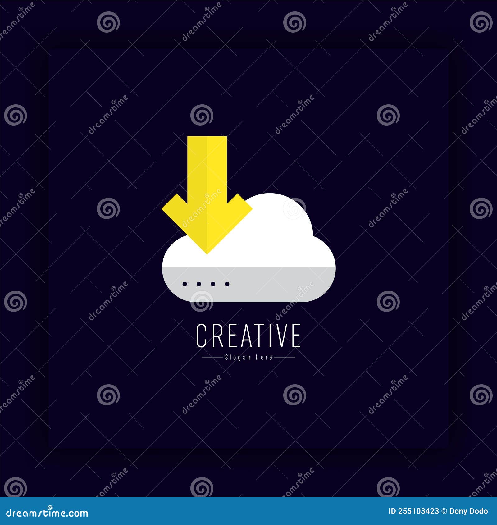 Cloud Logo Design and Download Icon on Dark Blue Background Stock ...
