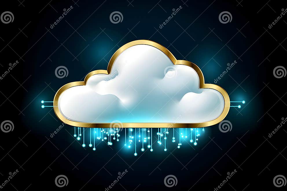 Cloud Logo with Golden Edge - GenerativeAI Stock Illustration ...