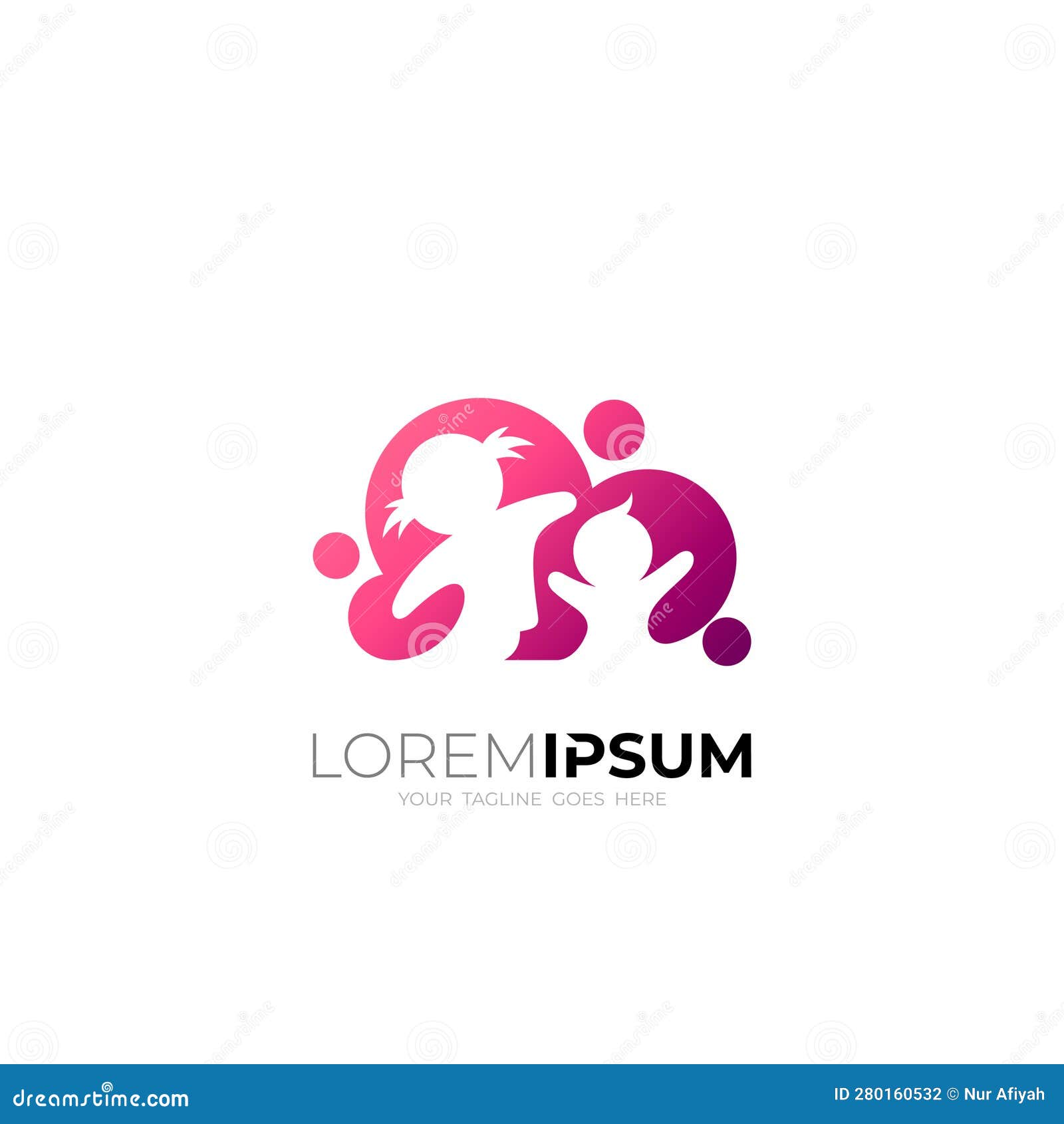 Cloud Logo and Kids Design Combination, Simple Logos, Children Stock ...