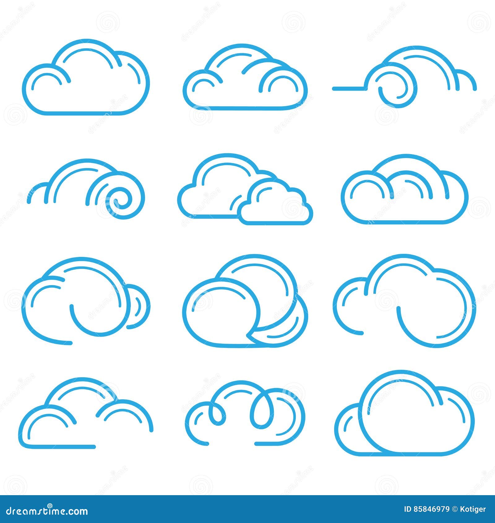 Cloud Logo Symbol Sign Icon Set Vector Design Elements Stock Vector ...