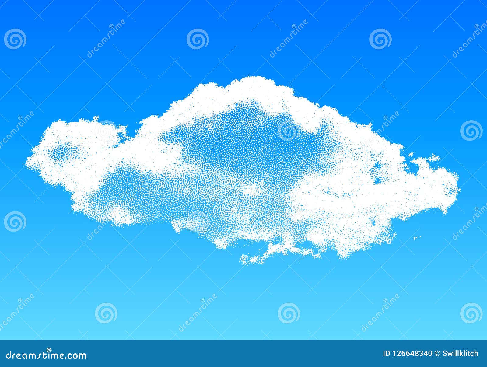 Cloud Made of Scattered Dots in the Blue Sky, Realistic Dotwork ...
