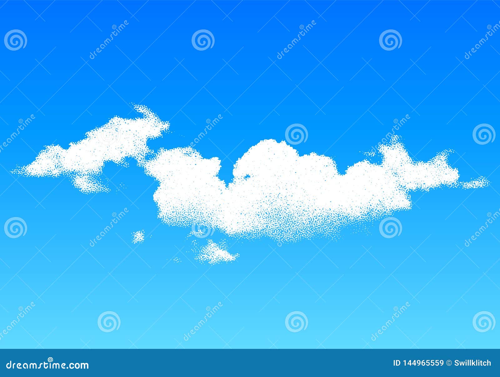 Cloud Made of Scattered Dots in the Blue Sky, Realistic Dotwork ...