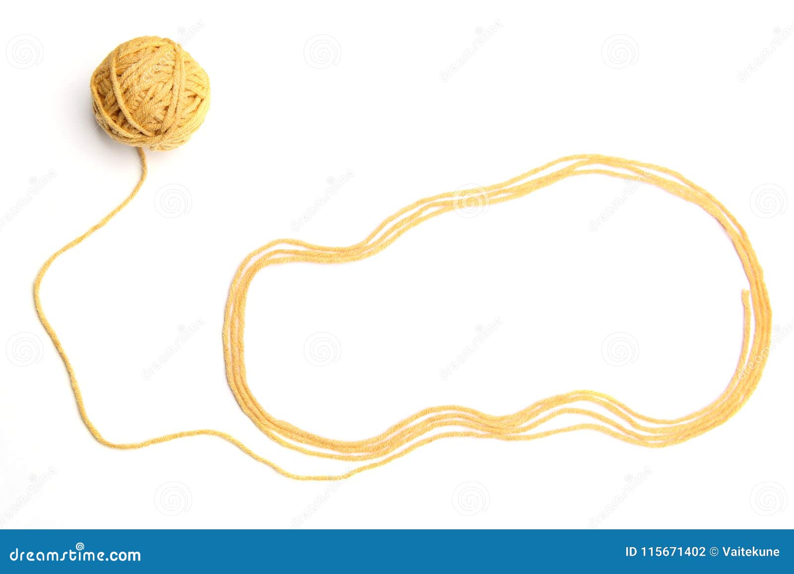 Cloud Made of Yellow Thread and Thread Ball Isolated on White ...