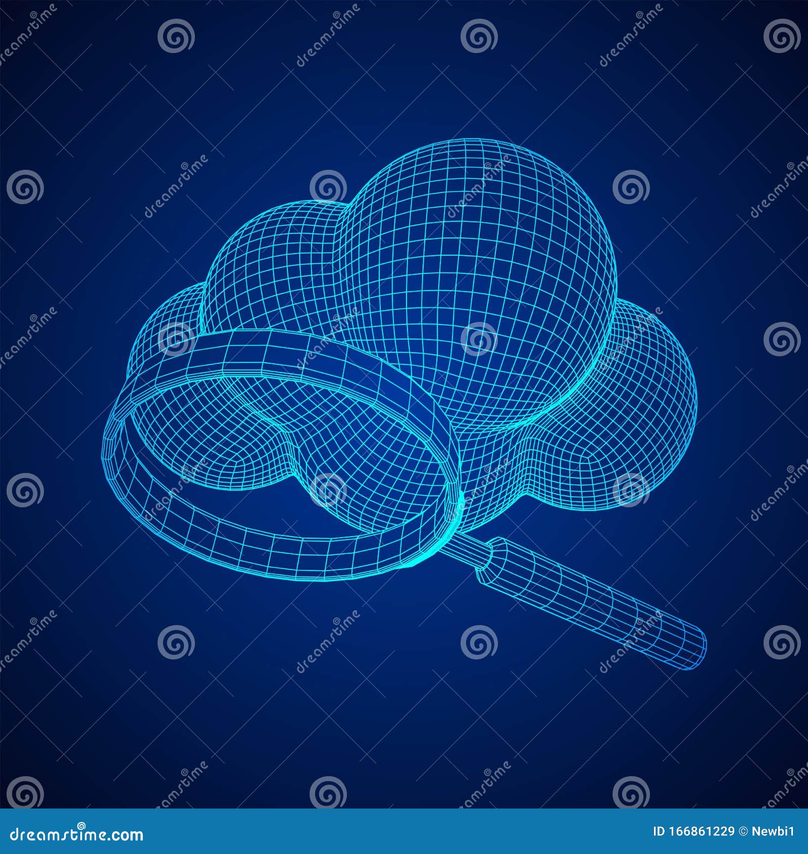 Cloud with Magnifying Glass Stock Vector - Illustration of computer, network: 166861229