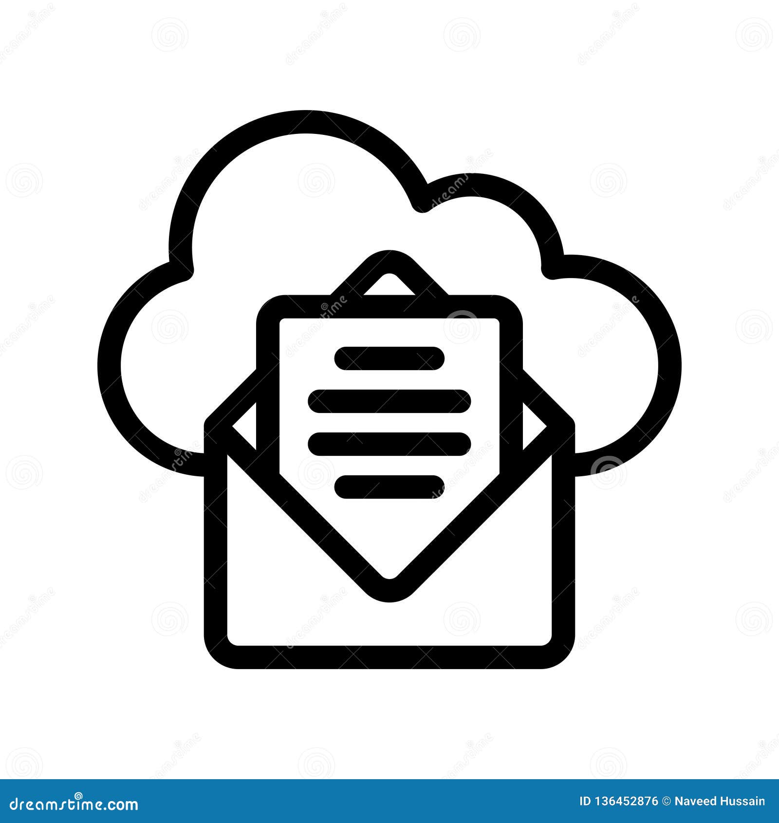 Cloud Mail Open Vector Line Icon Stock Illustration - Illustration of ...