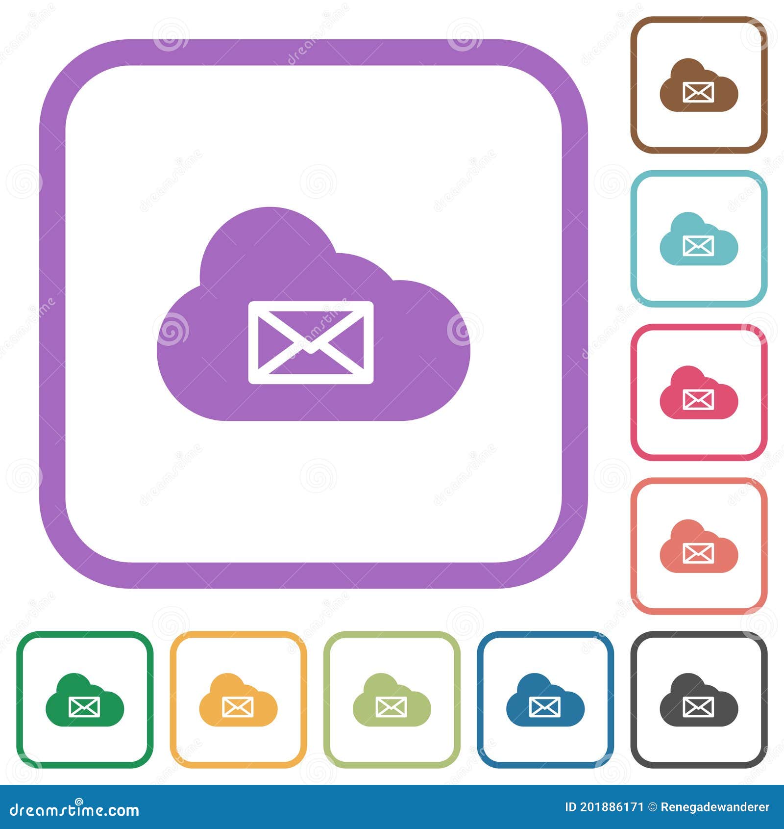 Cloud Mail System Simple Icons Stock Vector - Illustration of frames ...
