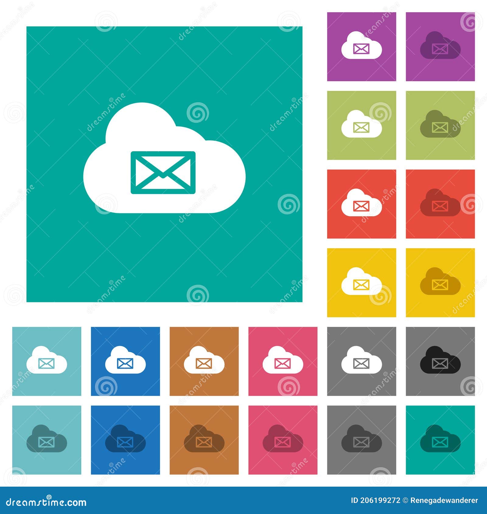 Cloud Mail System Square Flat Multi Colored Icons Stock Vector ...