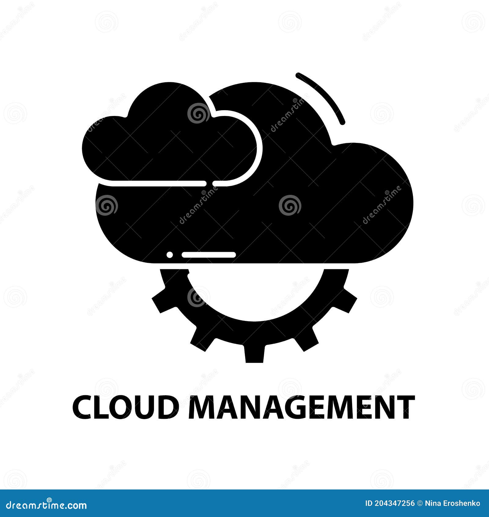 Cloud Management Concept Icon, Black Vector Sign with Editable Strokes ...