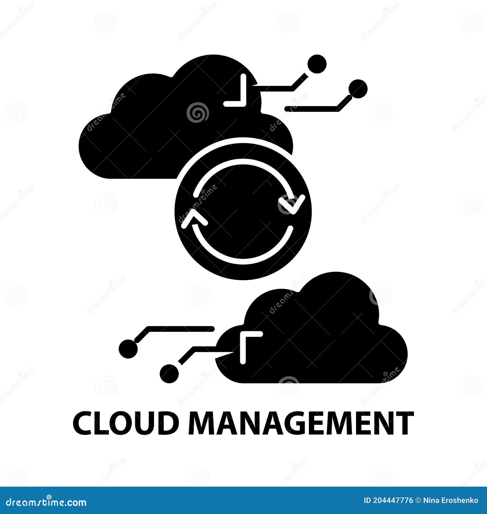Cloud Management Icon, Black Vector Sign with Editable Strokes, Concept ...