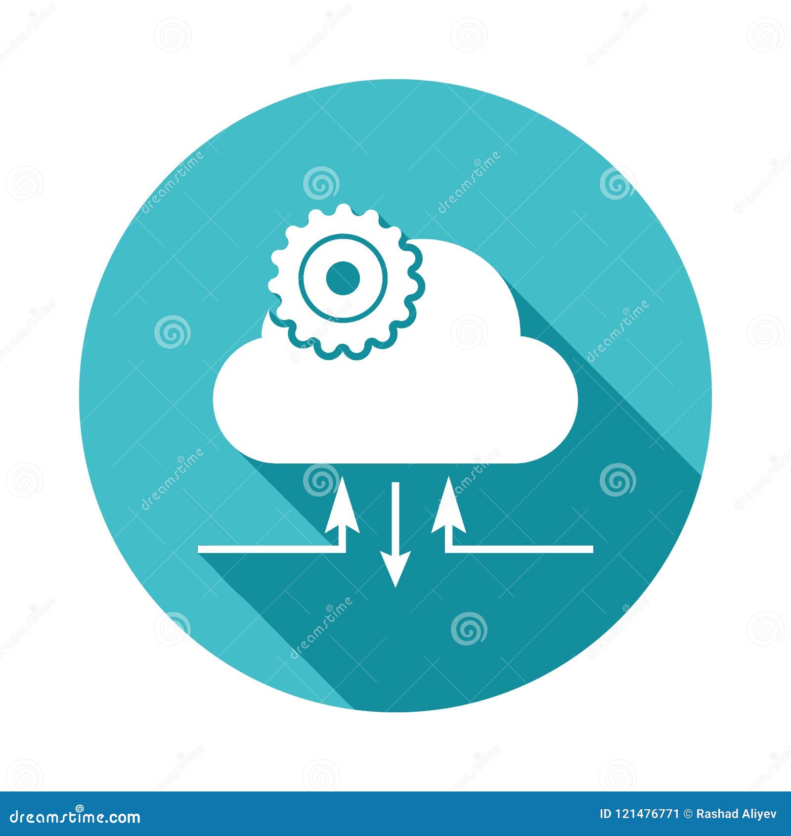 Cloud Management Icon in Flat Long Shadow Style Stock Illustration ...