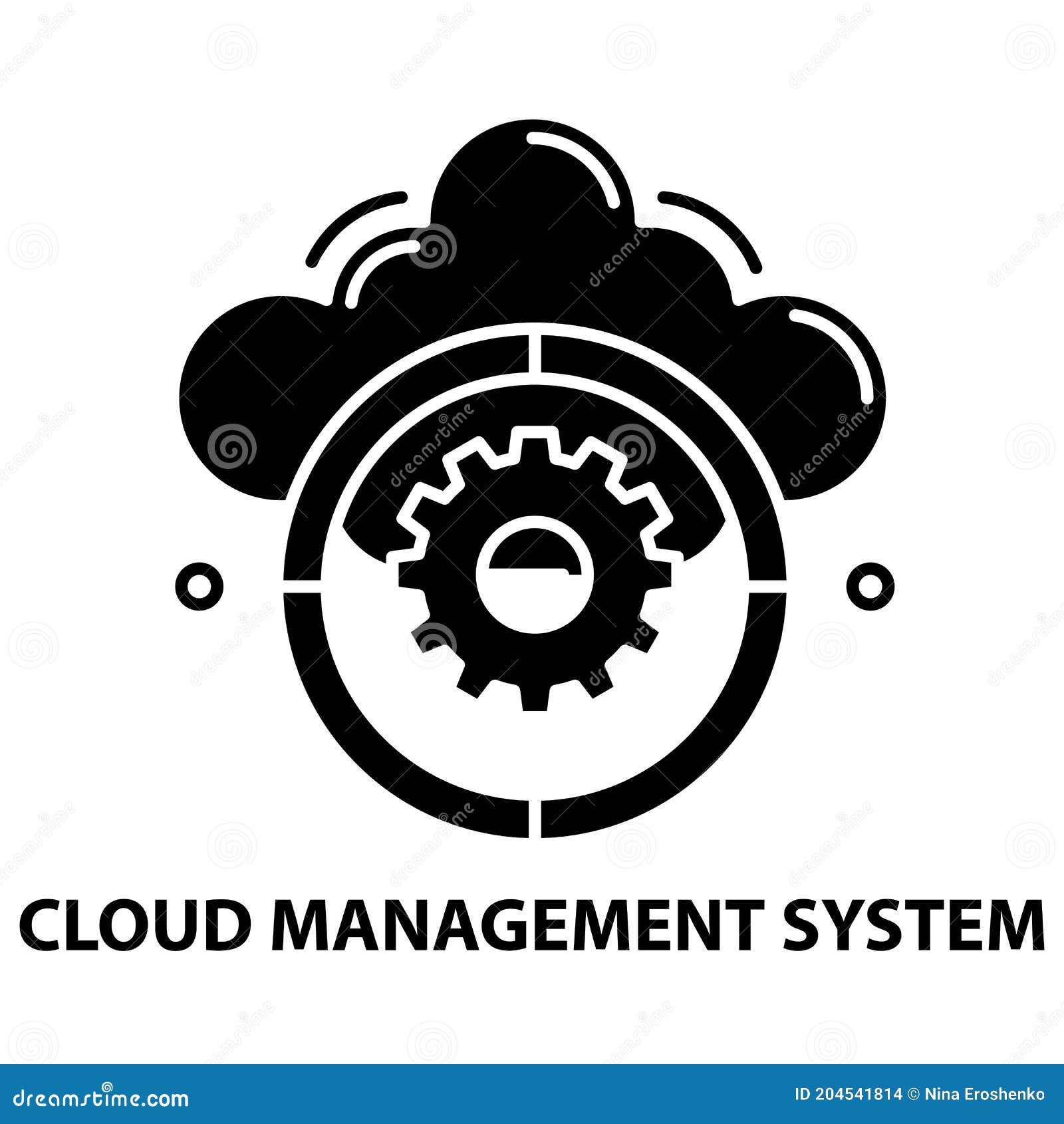 Cloud Management System Icon, Black Vector Sign with Editable Strokes ...
