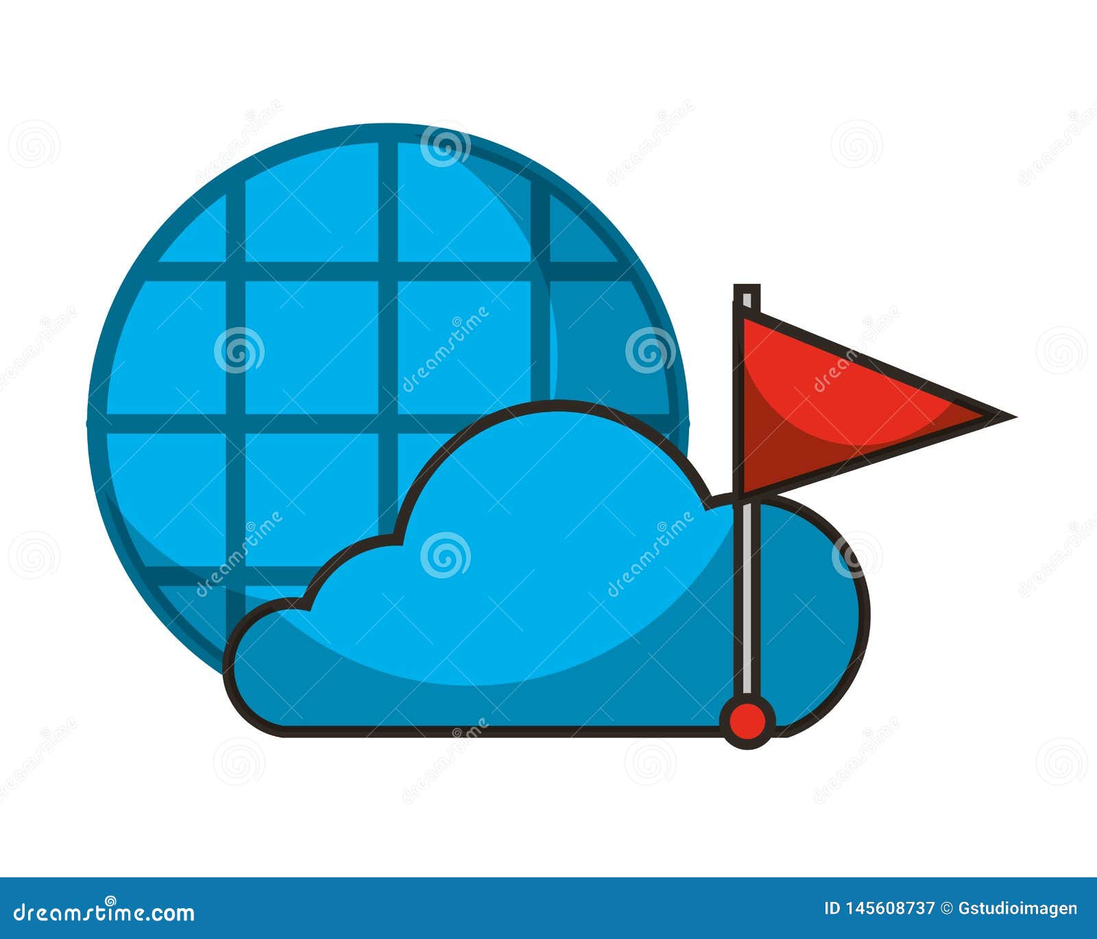 Cloud Marker Flag Location Autonomous Car Stock Illustration ...