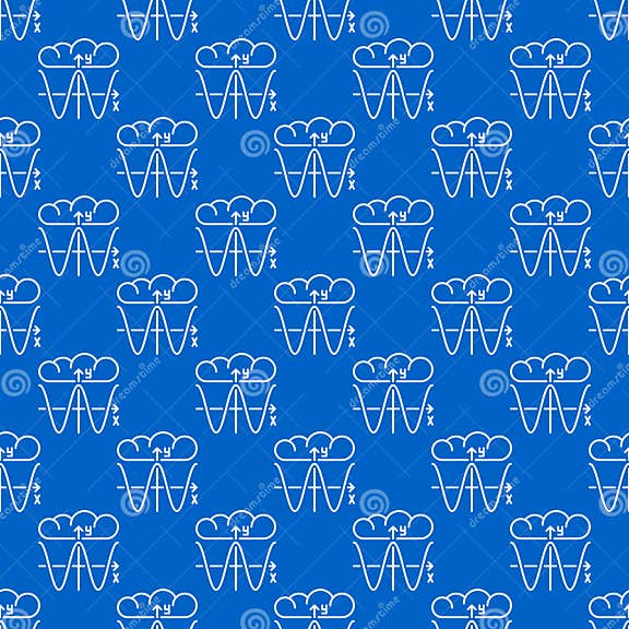 Cloud with Math Graph Vector Line Blue Seamless Pattern Stock Vector ...