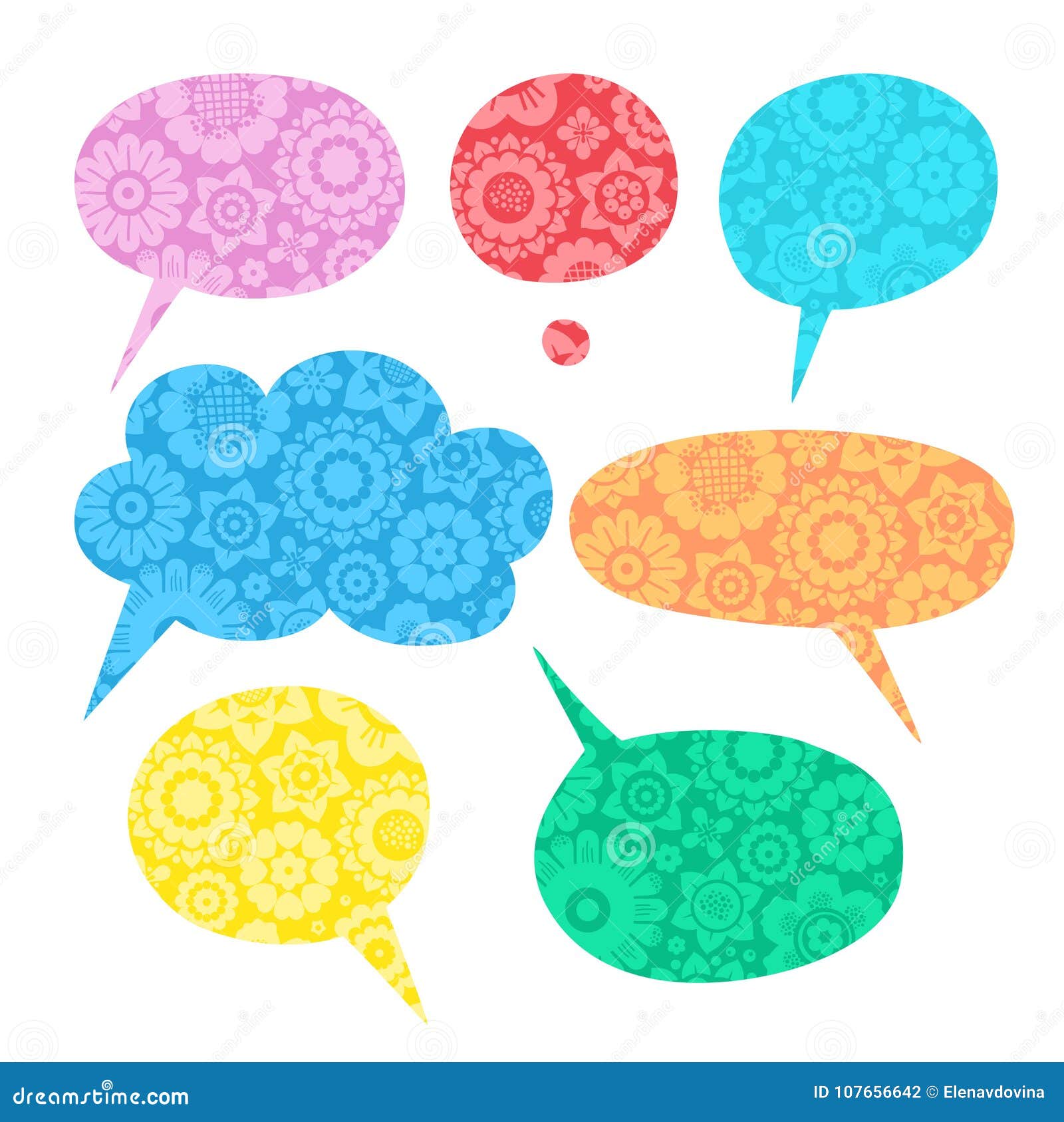 Cloud, Message, Floral Background, Color, Vector. Stock Vector ...