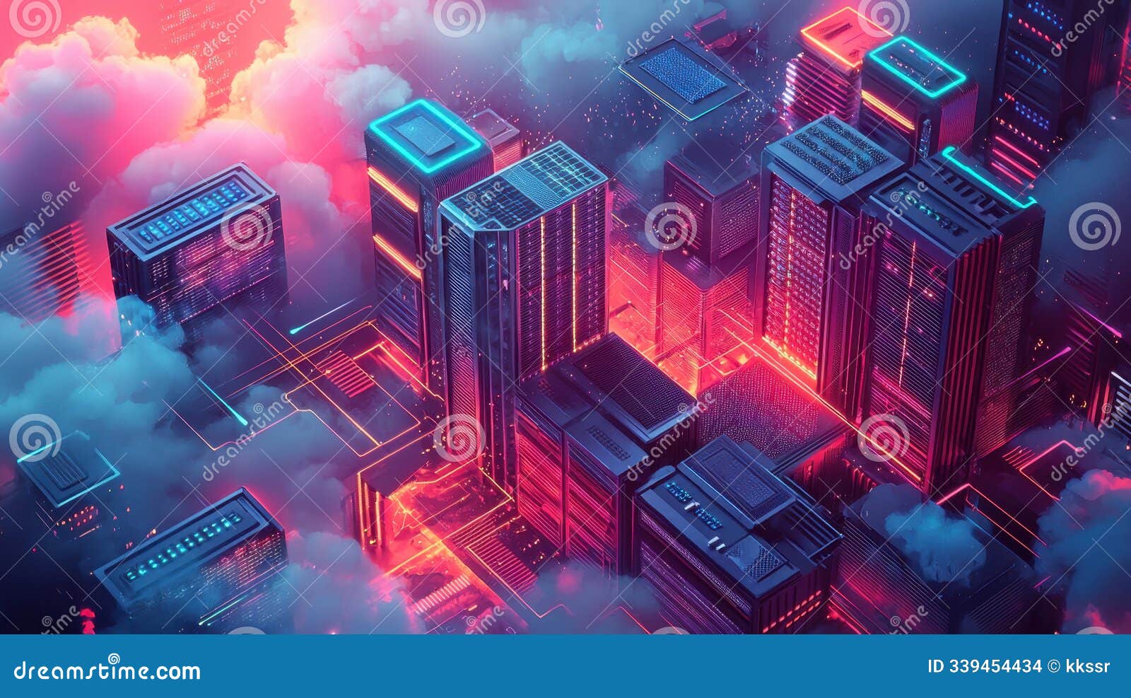 Cloud Migration Integration, Illustration of Virtual Servers Inside a ...