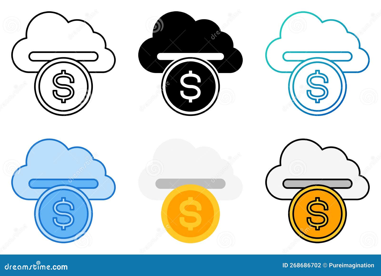 Cloud Money in Flat Style Isolated Stock Vector - Illustration of ...
