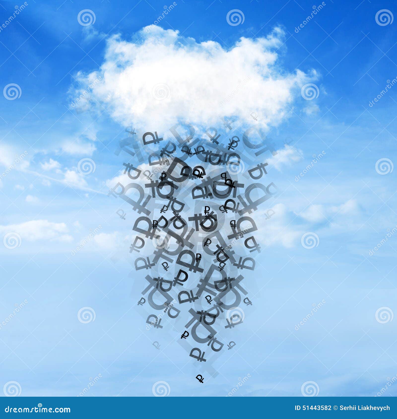 Cloud and money rain stock illustration. Illustration of amazing - 51443582