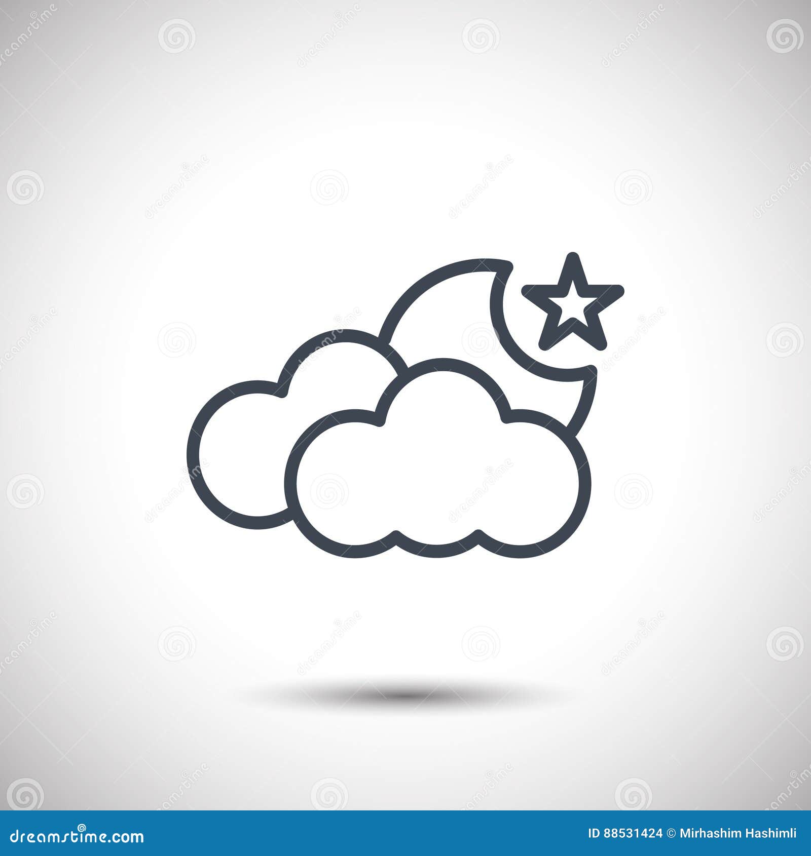 Cloud Moon Weather Star Icon Stock Illustration - Illustration of ...