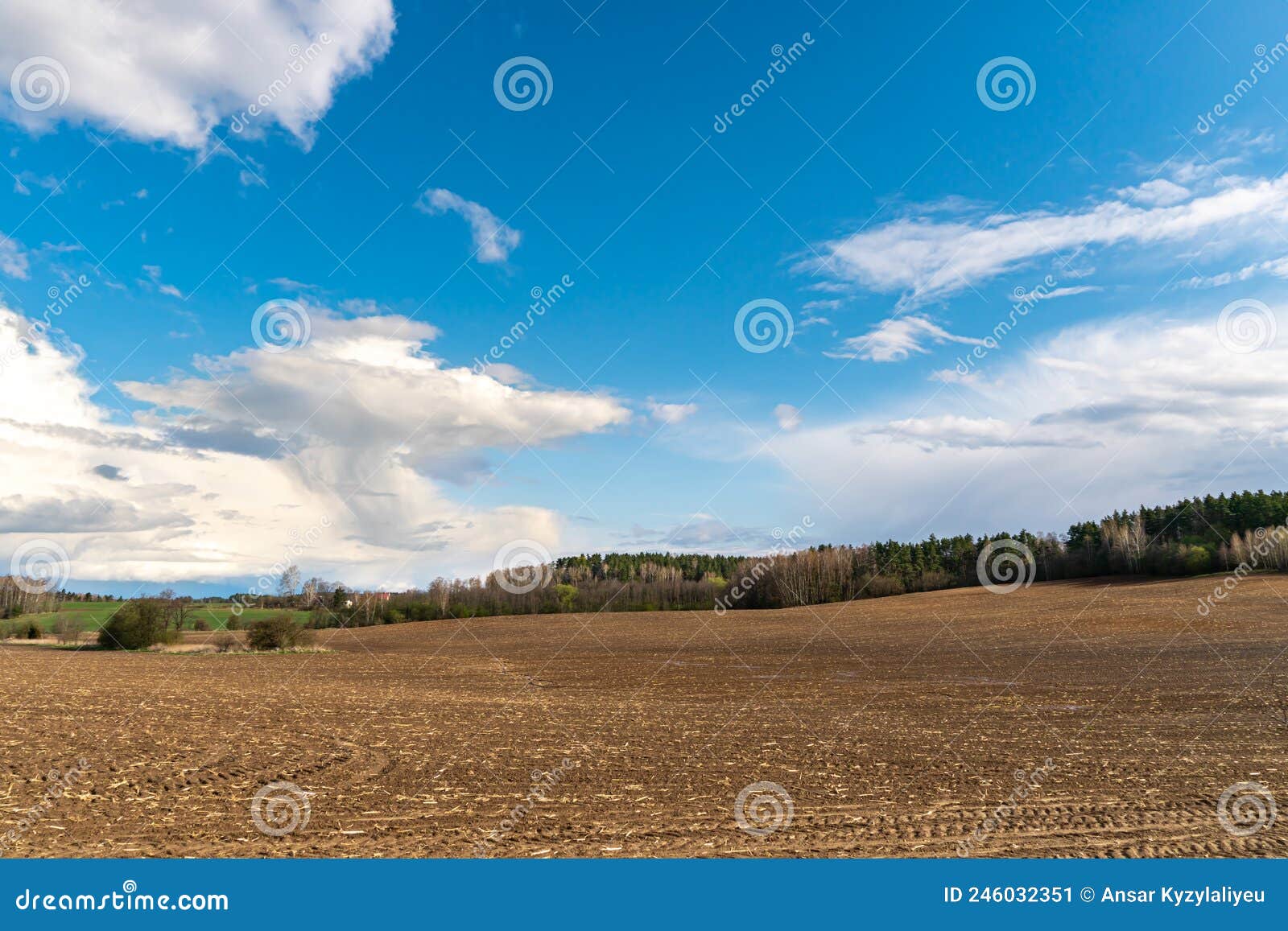 Cloud Movement Over an Agricultural Field. a Spring Landscape with a ...