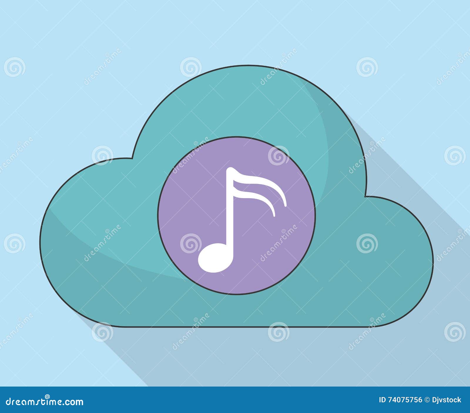 Cloud and Music Note Icon. Music Online and Technology. Stock Vector ...