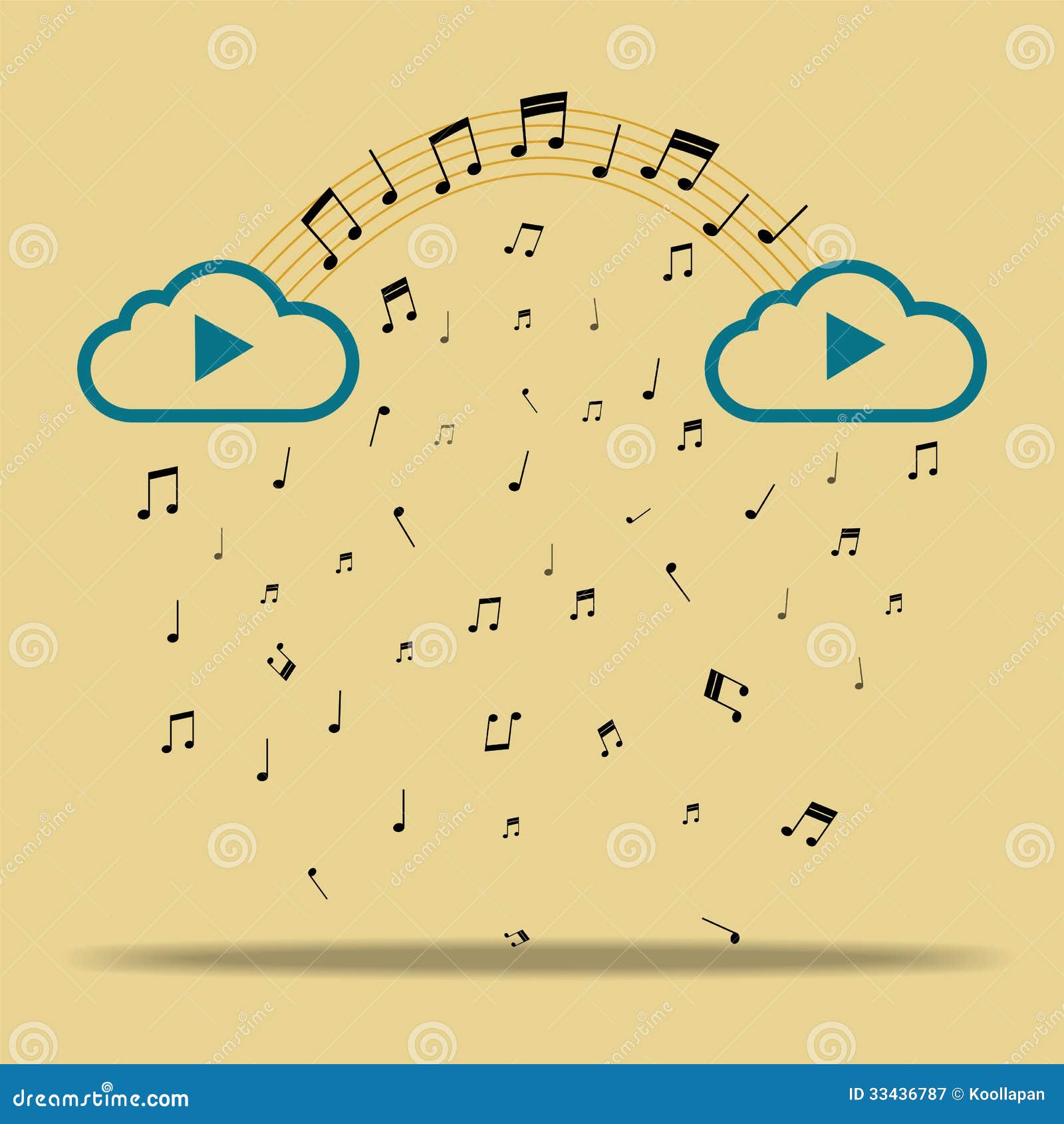 Cloud with music notes stock vector. Illustration of cloud - 33436787