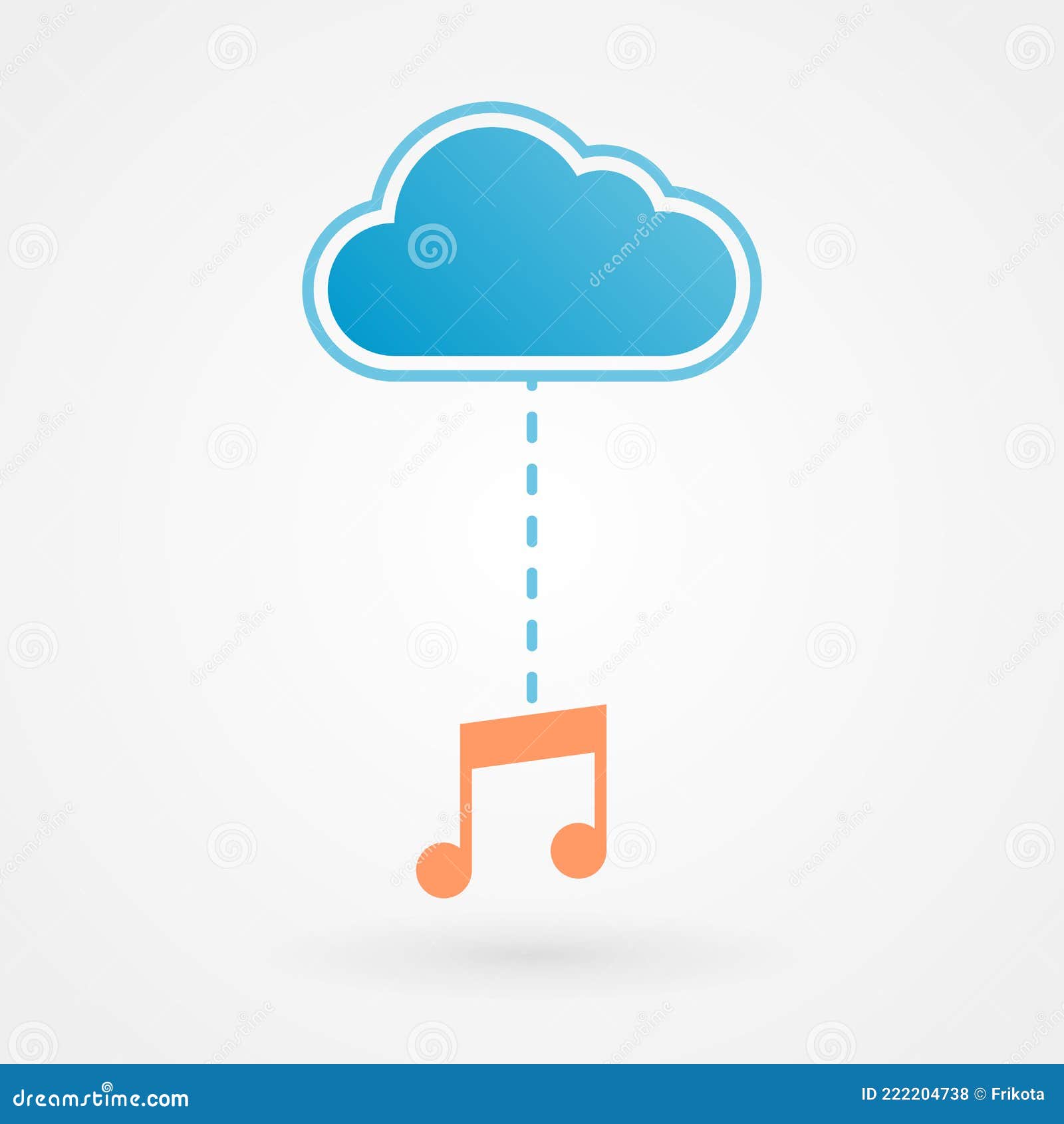 Cloud and Musical Note. Concept of Music, Song. Vector Illustration ...