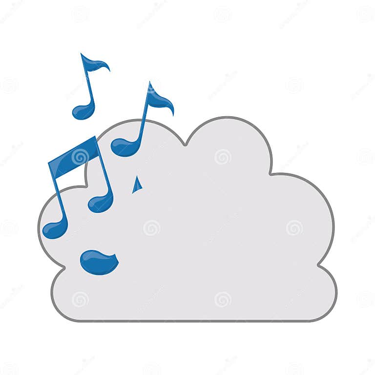 Cloud with Musical Notes Icon Stock Vector - Illustration of contour ...