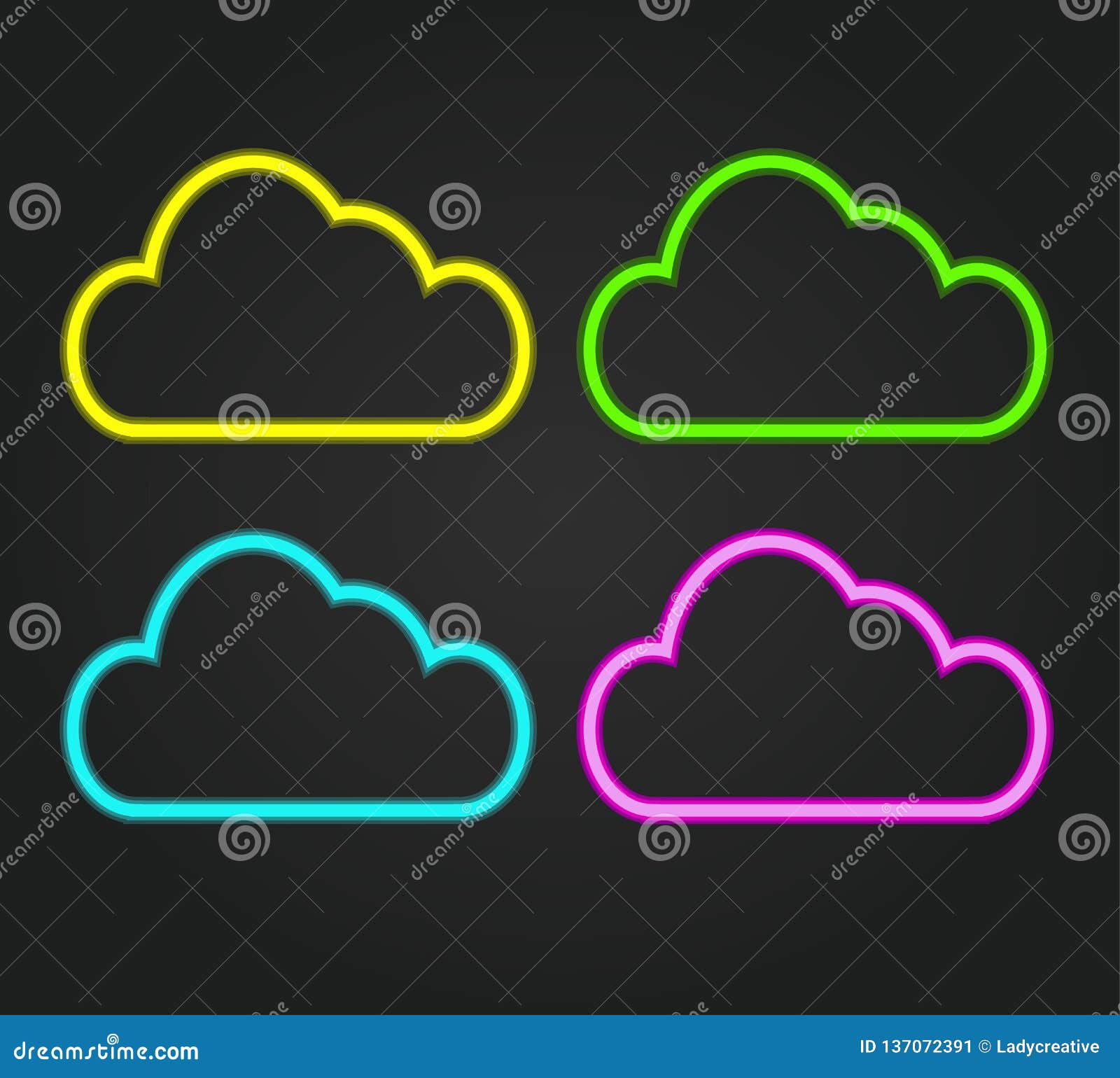Cloud, neon icons vector stock vector. Illustration of night - 137072391