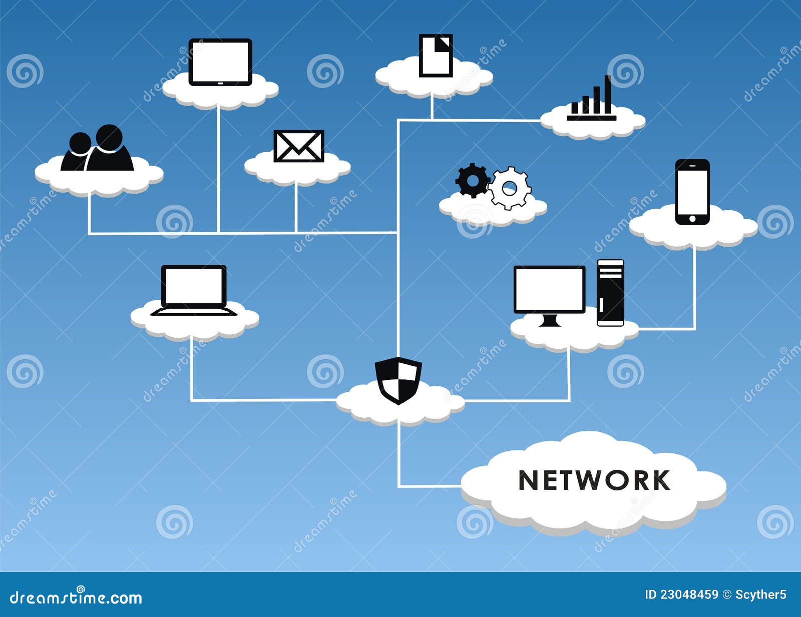 Cloud Network stock vector. Illustration of network, sending - 23048459
