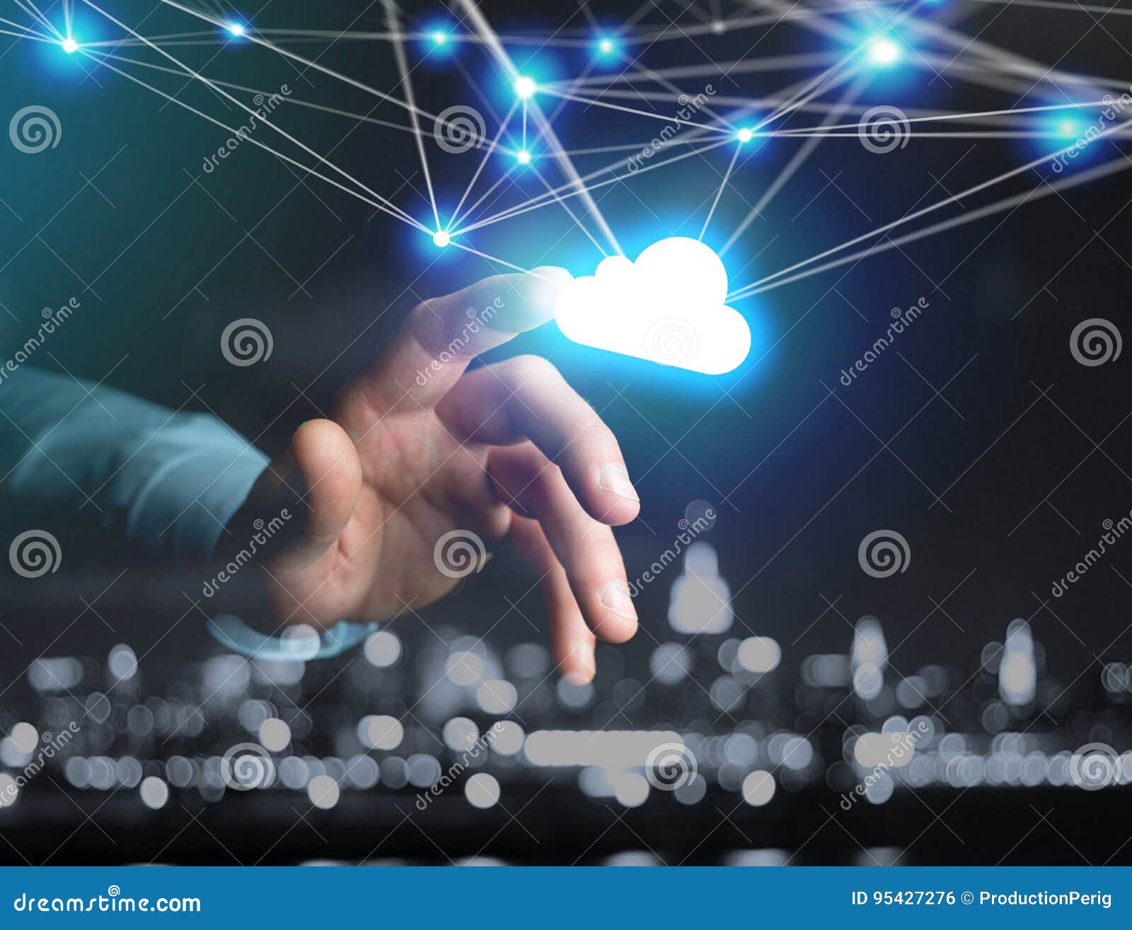Cloud Network Displayed on a Futuristic Interface with Net and C Stock ...