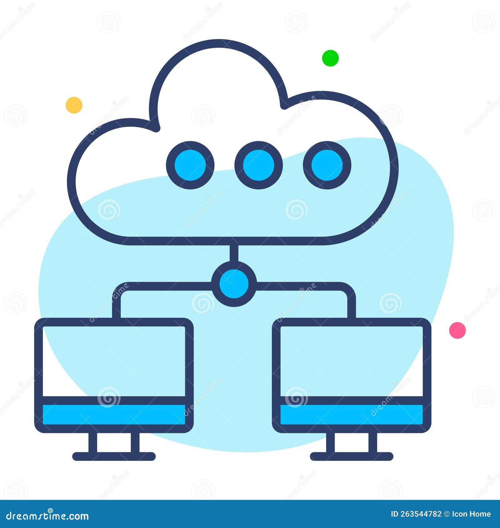Cloud Network Flat Line Icon Modern Illustration Stock Vector ...