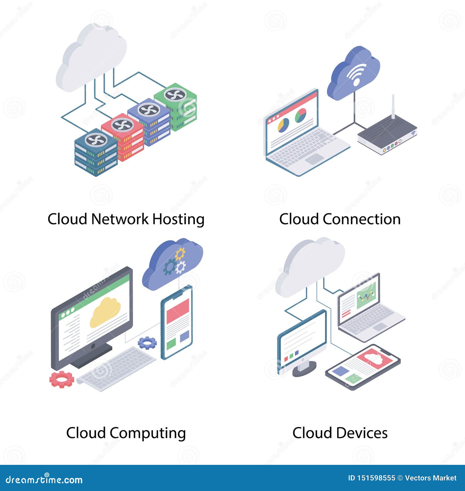 Cloud Network Isometric Vectors Stock Vector - Illustration of icon ...