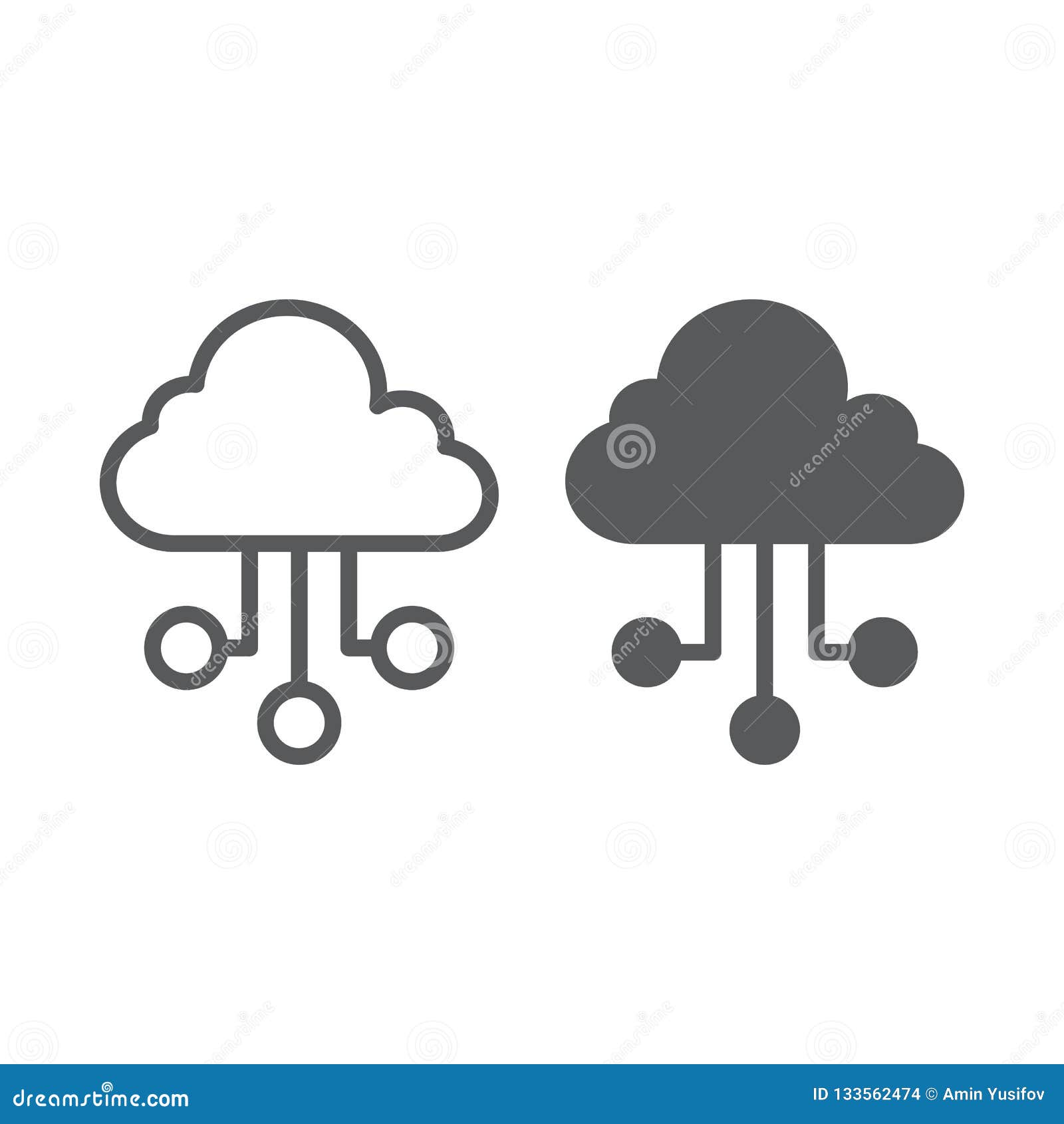 Cloud Network Line and Glyph Icon, Internet and Seo, Connection Sign ...
